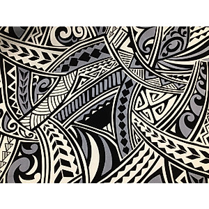 Gray Tribal Hawaiian Print Fabric Sold by The Yard
