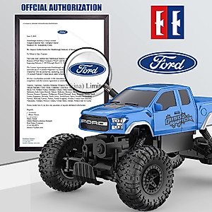 DOUBLE E Ford Raptor F150 RC Car 4WD Monster Trucks for Boys,11 Inches Off Road Crawler Vehicle RC Truck Toy Gift for Boys Girls 6 7 8-12 Years-Blue