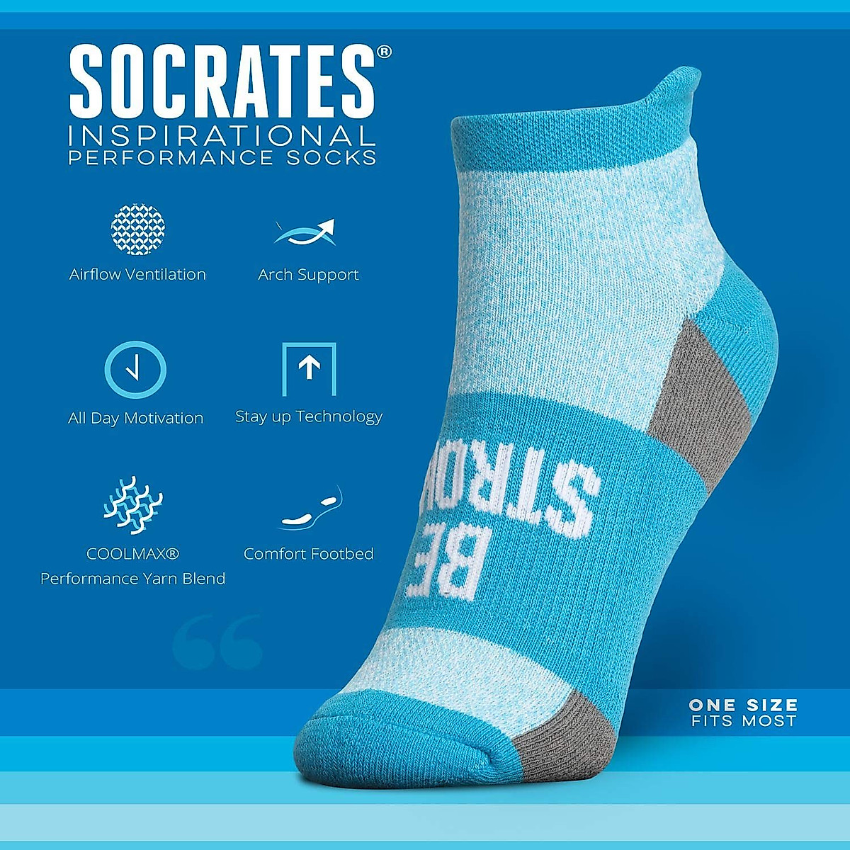 Gone For a Run Inspirational Athletic Running Socks | Women's Woven Low Cut | Inspirational Slogans | Over 25 Styles (Be Strong)