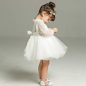 Happy Cherry Baby Girls Long Sleeves Tulle Tutu Dress Christening Baptism Gowns Size 12M - White