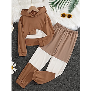 Milumia Girl's 3 Piece Outfits Colorblock Crop Tank Top and Sweatpants with Long Sleeve Hoodie Multicolor 11-12 Years