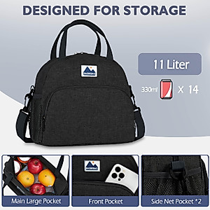 BAGBEBAG Lunch Bag Women, Insulated Lunch Bag For Women Man, Large Adult Lunch Box with Adjustable Strap, Premium Cooler Tote Bag for Office Work Picnic (Black)