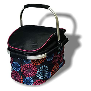 Room for Life - Insulated Market Basket - Bright Lights- Thermal Basket - Cooler - Zippered Tote for Food, Camping, Picnics