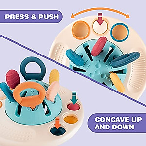 Baby Sensory Montessori Silicone Toy for 6-12 Months, Travel Pull String Toy for 12-18 Months, Developing Fine Motor Skill, Multi-Sensory Activity Toy for 1 Year Old Toys, Birthday Gift for Toddlers