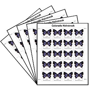 Colorado Hairstreak Forever Postage Stamps 5 Sheets of 20 US Postal First Class Butterfly Wedding Celebration Anniversary Flowers Party (100 Stamps)