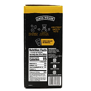 Java House Cold Brew Coffee On Tap, (128 Fluid Ounce Box) Not a Concentrate, No Sugar, Ready to Drink Liquid (Colombian Roast)