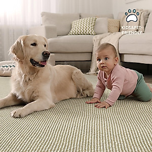 Moynesa Easy Jute Rug 5x7 Living Room Rug - 5x7 Area Rugs Natural Fiber Rugs for Bedroom, Farmhouse Indoor Outdoor, Hand Woven Sisal Rug Cotton Carpet for Home Office Decor, Natural & Beige