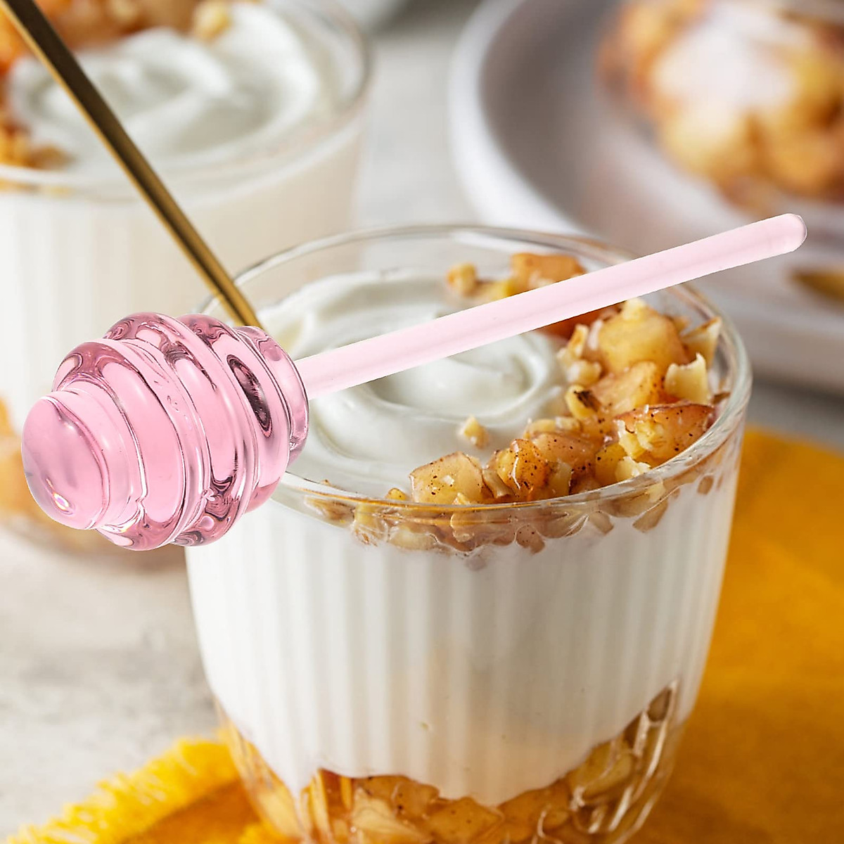 SHERCHPRY Glass Pot Honey Stirring Stick Glass Honey Dipper Honey Stir Stick Honey Server Spoon Jam Dipper Syrup Stirrer Honey Dispenser Honey Pot