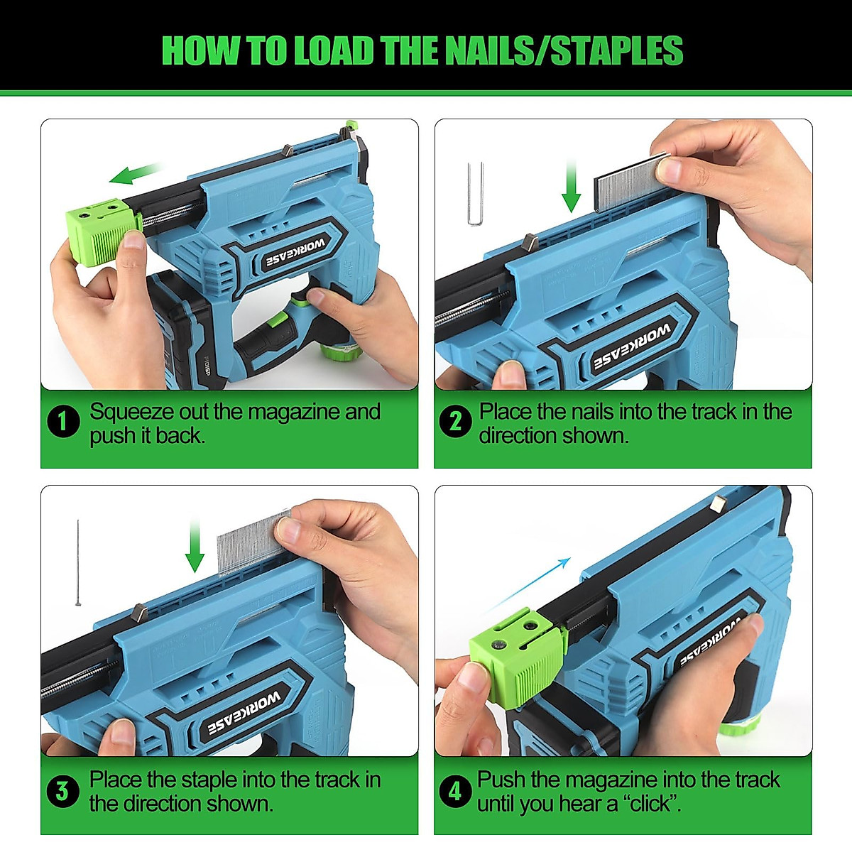 18 GA Brad Nailer Battery Powered, 2 in 1 Cordless Nail Gun with 20V 2.0Ah Battery, Fast Charger, 1500 Nails & 980 Staples, Electric Staple Gun for Furniture Woodworking