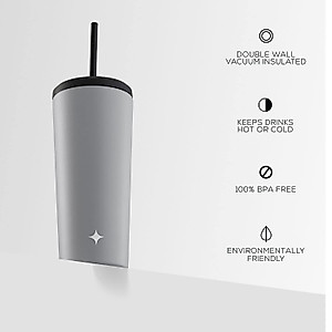 JoyJolt Triple Insulated 20oz Tumbler with Lid and Straw (2 Each) Vacuum Double Wall Stainless Steel Tumbler, Copper Lined for 12Hr Hold/Cold Drinks. Leakproof Water Bottle, Tea or Iced Coffee Cup