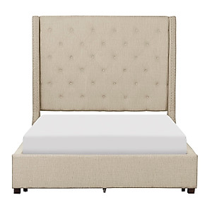 Lexicon Eulalie Upholstered Platform Bed, Cal King, Beige