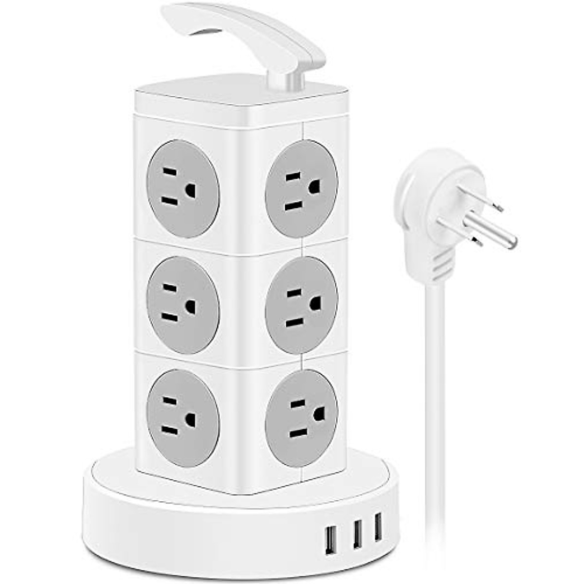 Power Strip Tower, FTEDK Surge Protector Power Tower with 12 AC and 3 USB Long Extension Cord 3.4A USB IQ Charging Station with Overload Protection for Home Office Dorm