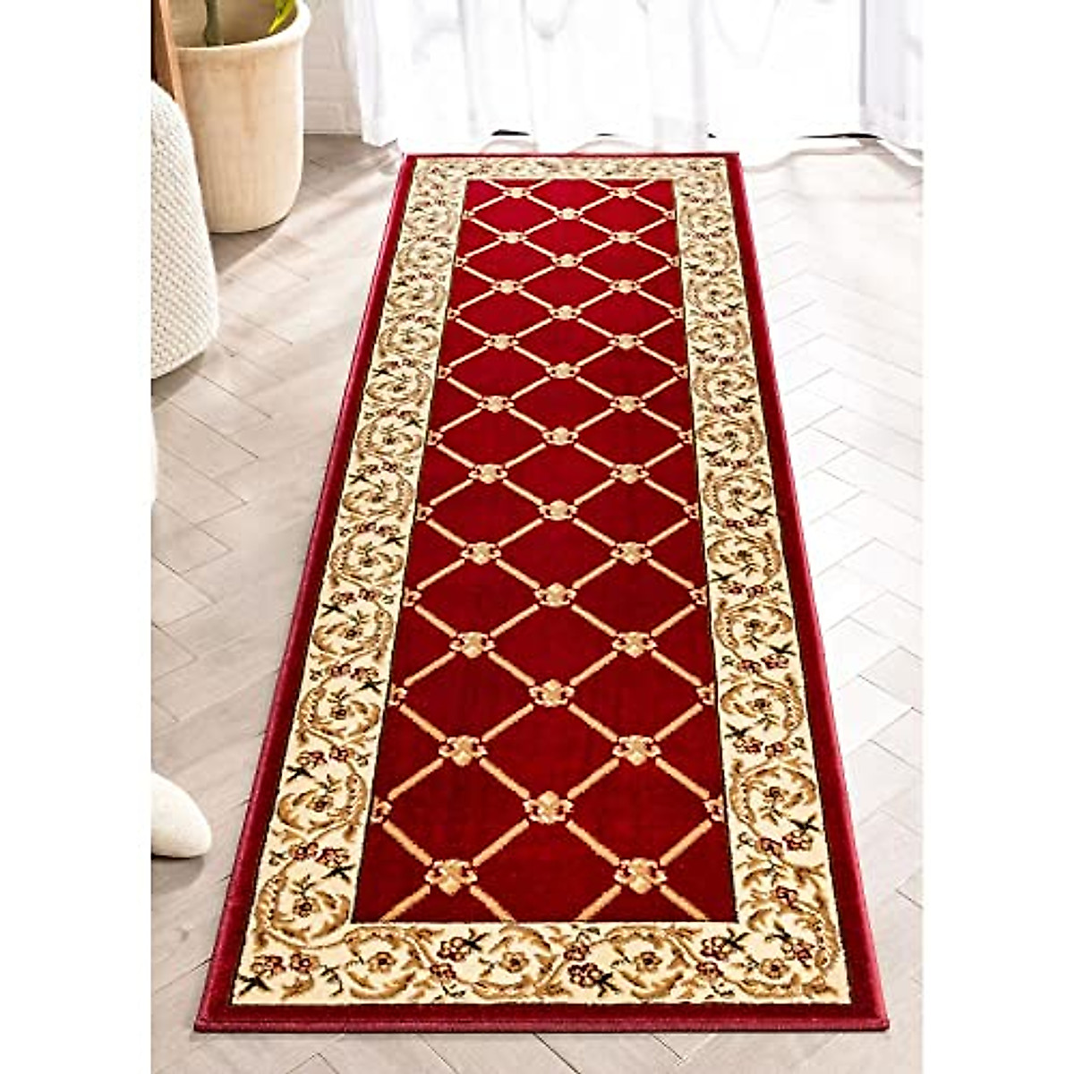 Well Woven Timeless Fleur De Lis Red Formal Area Rug 2'3" X 7'3" Runner