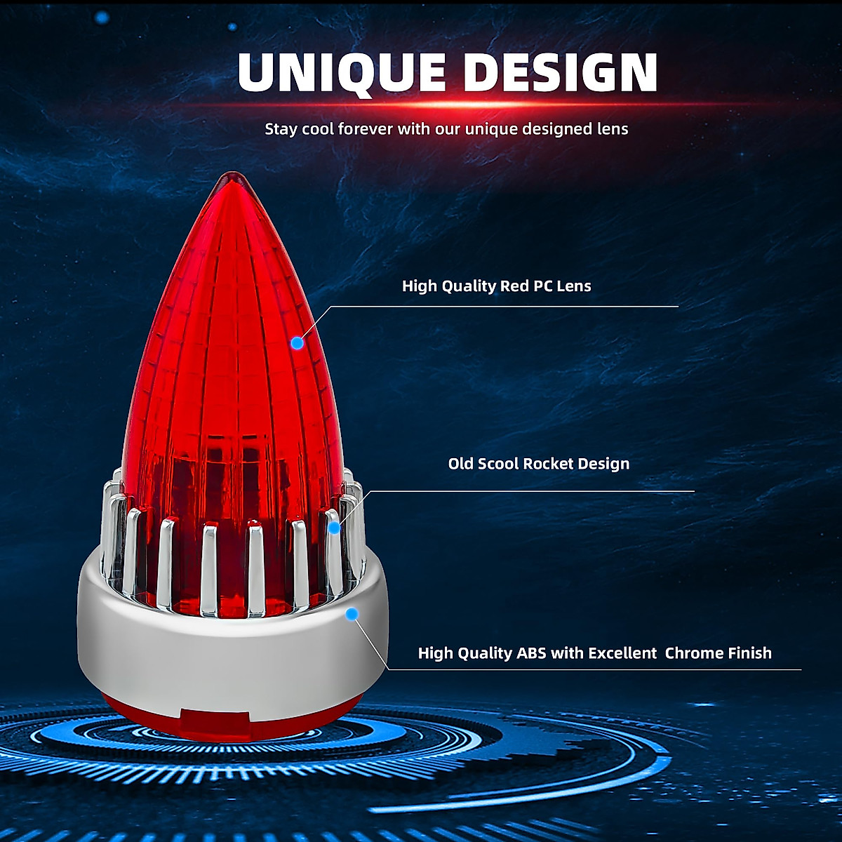 FATECIM 2" Turn Signal Light Covers Supersonic Replacement Red Lenses Clip On for Softail Street Road Glide Fat Boy Sportster Dyna Deluxe Chrome Bezel