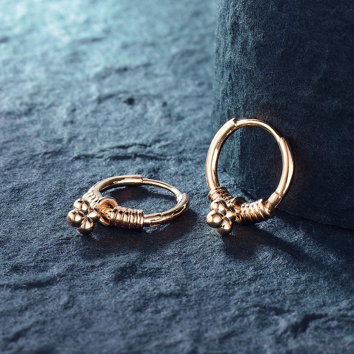 14K Gold Plated Charm Huggie Hoop Earrings for Women Cute Bead Drop Dangle Earring Tiny Simple Jewelry Gift