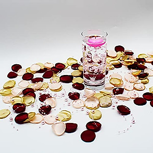 Pink Floating Candles for Centerpieces Vases Set - 12 Dripless Wax Burning Candles Small Unscented Floating Candles + 10 Artificial Pearl String (40 Inch) for Weddings, Party and Home Decorations