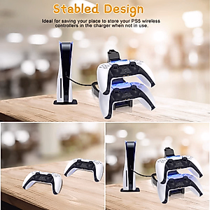 PS5 Controller Charging Station, Dual USB Type-C Fast Charging with LED Indicator, PS5 Charging Station Dock Stand for Sony, Playstation 5 DualSense Controller, with Safety Chip Protection