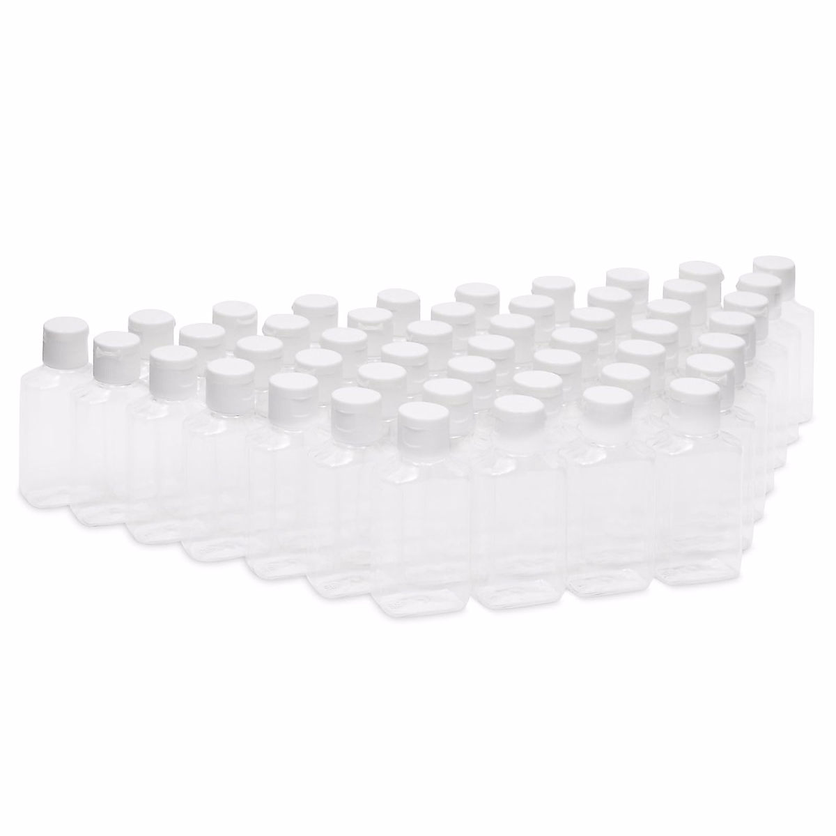 Okuna Outpost 50 Pack Mini Empty Plastic Bottles with Flip Cap, 2 oz Refillable Travel Container for Liquid Lotion Shampoo