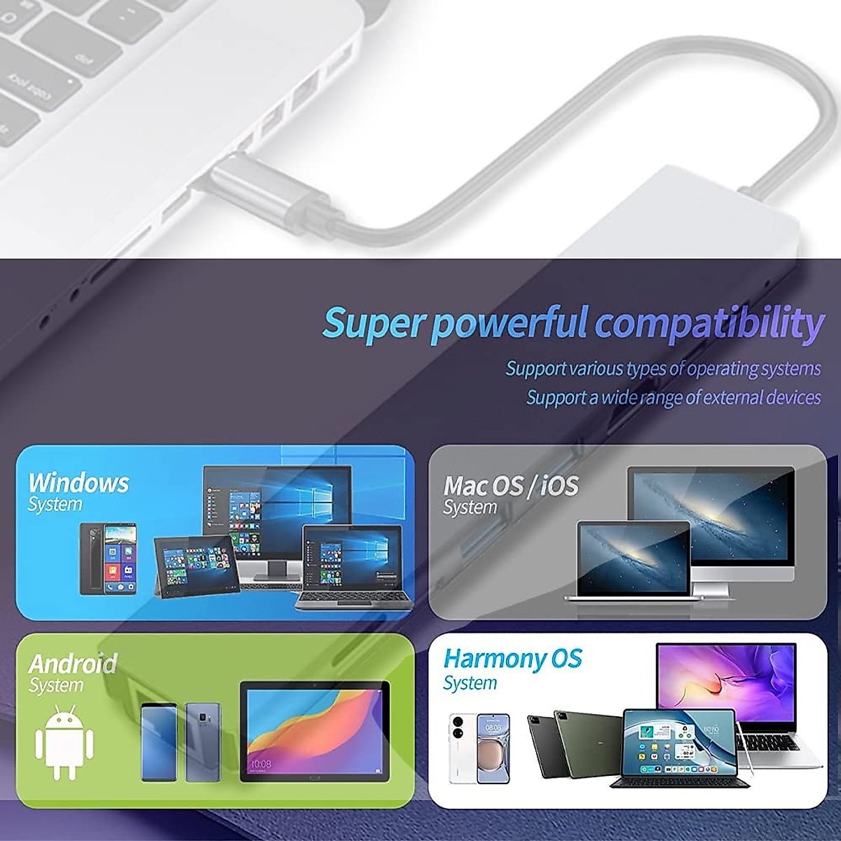 SLAUNT USB C Hub 8 in 1 USB C Adapter Compatible with MacBook Pro/Air M1 iPad Switch Docking Station USB C Ethernet Adapter HDMI Multiport Adapter Laptop USB C Hub TF/SD Card Reader USB PD Charging