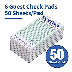 Batrical Guest Checks Server Note Pads 300 Sheets Waitress Notepad for Restaurants (6 Books) 3.5" x 6.75" Per Ticket Book