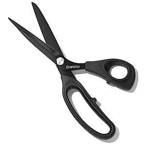 Damita 8.5" Fabric Scissors - Black Titanium Coated, Heavy Duty Premium Forged Sewing Scissors With TPR Grip Handles for Tailor, Leather, Dressmaking, Office and More