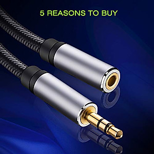 Jelly Tang Audio Extension Cable 25Ft,Audio Auxiliary Stereo Extension Audio Cable 3.5mm Stereo Jack Male to Female, Stereo Jack Cord for Phones, Headphones, Speakers, Tablets, PCs and More(25Ft/8M)