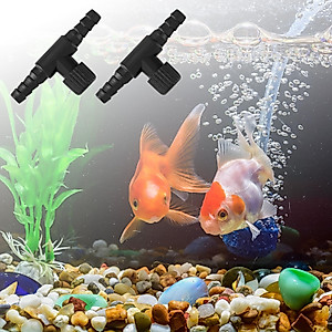 HINZIC 30 Pack Aquarium Air Control Valves for Fish Tank Single Way 3/16" ID Air Tube Black T Shape Control Valve Plastic Aquarium Hose Connector