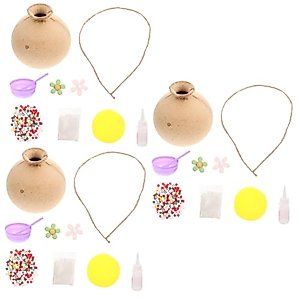 IMIKEYA 3 Sets Mosaic Vase Shell Vase Flower Vase Mosaic Stones Vases for Flowers Home & Kitchen Water Vase Handmade Floral Vase Glass Craft Tile Alcohol Glue Child Supplies Dried Flowers