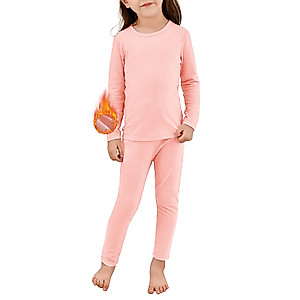 Thermal Underwear for Kids Ski Long John Set Unisex Base Layer Kids Winter Clothes Pink Medium (90) /2T-3T