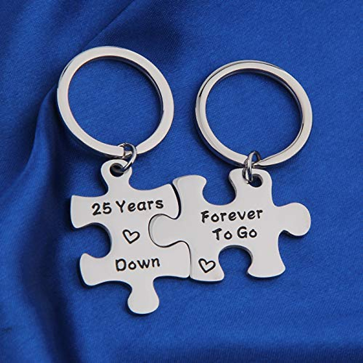 FEELMEM 25th Anniversary Present Couples Puzzle Keychain Set Of Two 25 Years Anniversary Key Chain Present For Him Her (25th)
