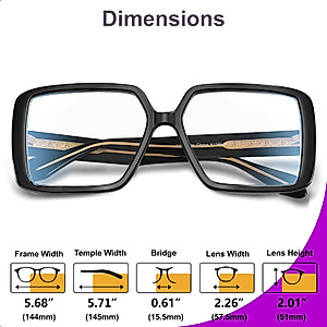 VISOONE Oversized TR90 Blue Light Blocking Glasses Fashion Accessories Non Prescription for Women Harvard