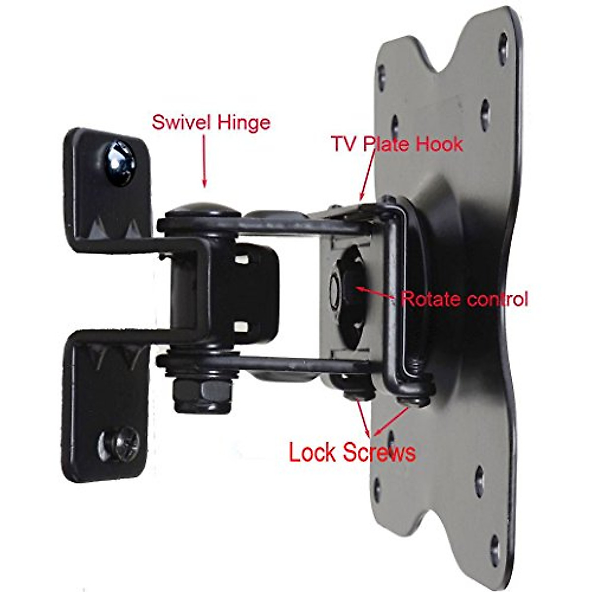 VideoSecu ML411B Adjustable Tilt Swivel Rotation TV Wall Mount Bracket for 19" to 42" LCD LED TV and Monitor (Max 44 lbs, VESA 100/75) Black 1FF