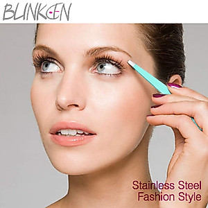 Tweezers for Eyebrows,Blinkeen 3 Pack Tweezer Set,Precision Tweezers for Ingrown Hair/blackhead/craf/splinter,Professional Eyebrow Tweezers.(Color)