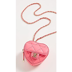 CHANEL Women's Pre-Loved In Love Heart Coin Purse with Chain Strap, Pink, One Size