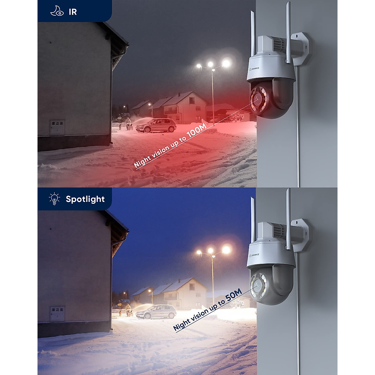 SANNCE 5MP Outdoor IP Security Camera, PTZ WiFi Outdoor Camera, 20X Optical Zoom Auto Tracking Home Surveillance Camera, Motion Detection Color Night Vision 2-Way Audio IP66 Sound & Light Alarm