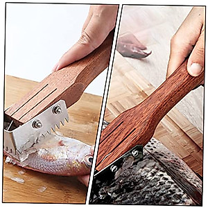 FELTECHELECTR 2pcs Fish Scale Brush Fish Descaling Tool Dipper Cordless Tools Fish Scale Peeler Seafood Scale Scraper Fishing Gadgets Kitchen Fish Scaler Remover Fish Skinscale Remover Pot Wood