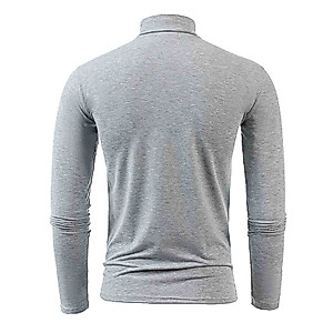 Mens Solid Color Mock Turtleneck Long Sleeve Shirts Thermal Base Layer Tops Slim Fit Soft Pullover Underwear T-Shirts(Grey,X-Large)
