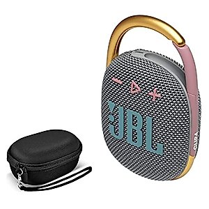JBL Clip 4 Portable Waterproof Wireless Bluetooth Speaker Bundle with Premium Carry Case (Grey)