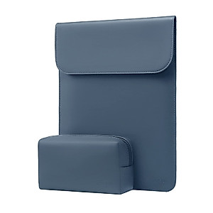 MOSISO Laptop Sleeve Compatible with MacBook Air 13 M3 A3113 M2 A2681 M1 A2337 A2179 A1932/Pro 13 M2 M1 A2338 A2251 A2289 A2159 A1989 A1706 A1708, Faux Suede Leather Case with Small Bag, Peacock Blue