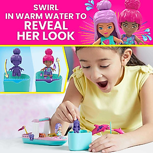 MEGA Barbie Color Reveal Building Toy Playset, Dolphin Exploration with 121 Pieces, 15 Surprises and Accessories, Kids Age 5+ Years