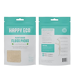 Natural Dental Floss Picks (200) - Vegan, Sustainable, Reusable Floss Sticks for Adults and Kids with Dental Pick - Plaque Remover for Teeth Cleaning - Tooth Picks Flossers - Biodegradable Floss Pick
