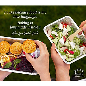 Spare Essentials 55 Pack - 2.25 LB To go Foil Containers with Lids - Disposable Aluminum Food Containers with Lids - Foil Take Out Containers - Meal Prep Trays Heat Proof Foil Tins Freezer Meals Pans