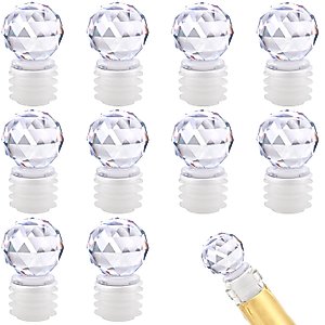 10Pcs Unique Bottle Stopper Decorative Wine Stoppers With Glass Ball Mini Glass Bottle Stopper Acrylic Clear With Airtight Silicone For Wine,Beverages,Soda,Champagne,Liquors,Oils