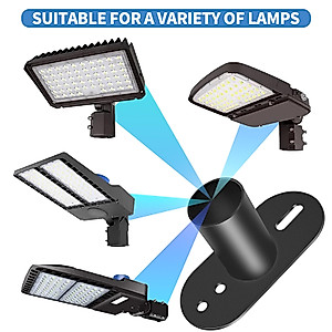 90 Degree Wall Mount Bracket for LED Parking Lot Light, 2 3/8inch Slip Fitter Mounting Bracket, L- Shape Outdoor Wall Adapter Tenon, Shoebox Light Street Light Wall Bracket with Slip Fitter Mount