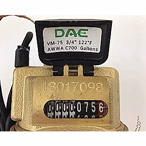 DAE VM-75P Positive Displacement Water Meter, 3/4” NPT Couplings, Pulse Output, Gallon