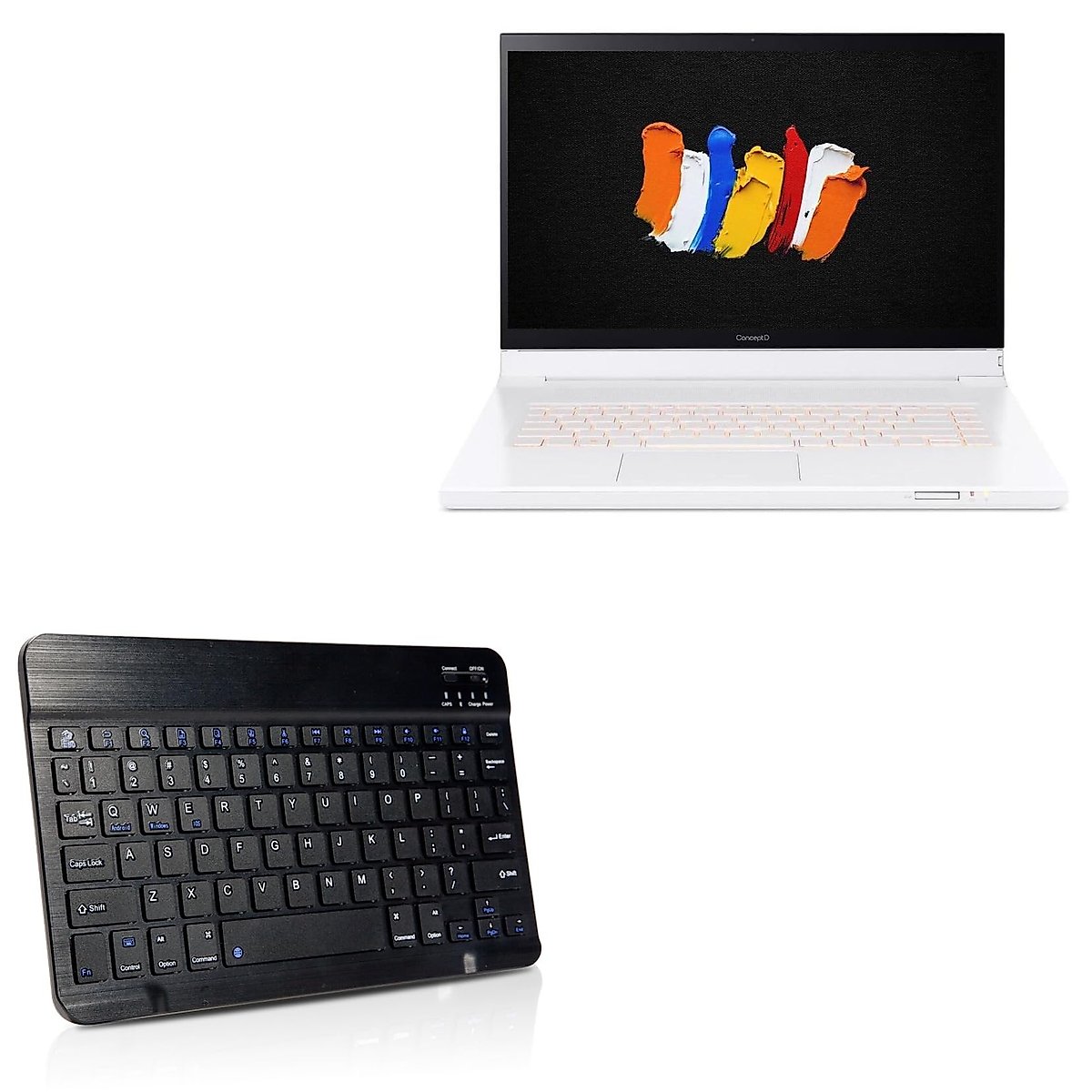BoxWave Keyboard Compatible with Acer ConceptD 7 Ezel CC715-71-7163 (15.6 in) - SlimKeys Bluetooth Keyboard, Portable Keyboard with Integrated Commands - Jet Black