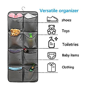 ANIZER Dual Sided Hanging Closet Organizer Shoe Rack Holder with 26 Large Pockets (Grey)