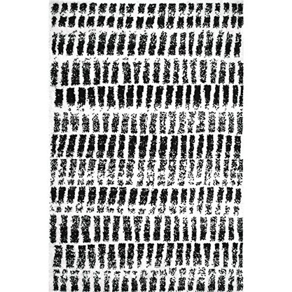 nuLOOM Orchid Treaded Striped Shag Area Rug, 7' 10" x 10', Black And White