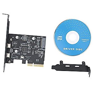 BEYIMEI PCI-Express 4X to USB 3.1 Gen 2 (10 Gbps) 2-Port Type C Expansion Card Asmedia Chipset,Integrated SATA15PIN Power Supply Interface,for Windows 7/8/10/MAC OS 10.14