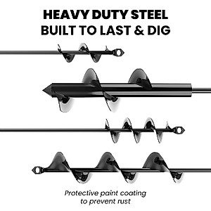 K-Brands Auger Drill Bit for Planting 4 Pack – Garden Spiral Hole Drill and Bulb Planter Tool - Bedding Plants, Umbrella Holes – for 3/8 Inch Hex Drive Drill